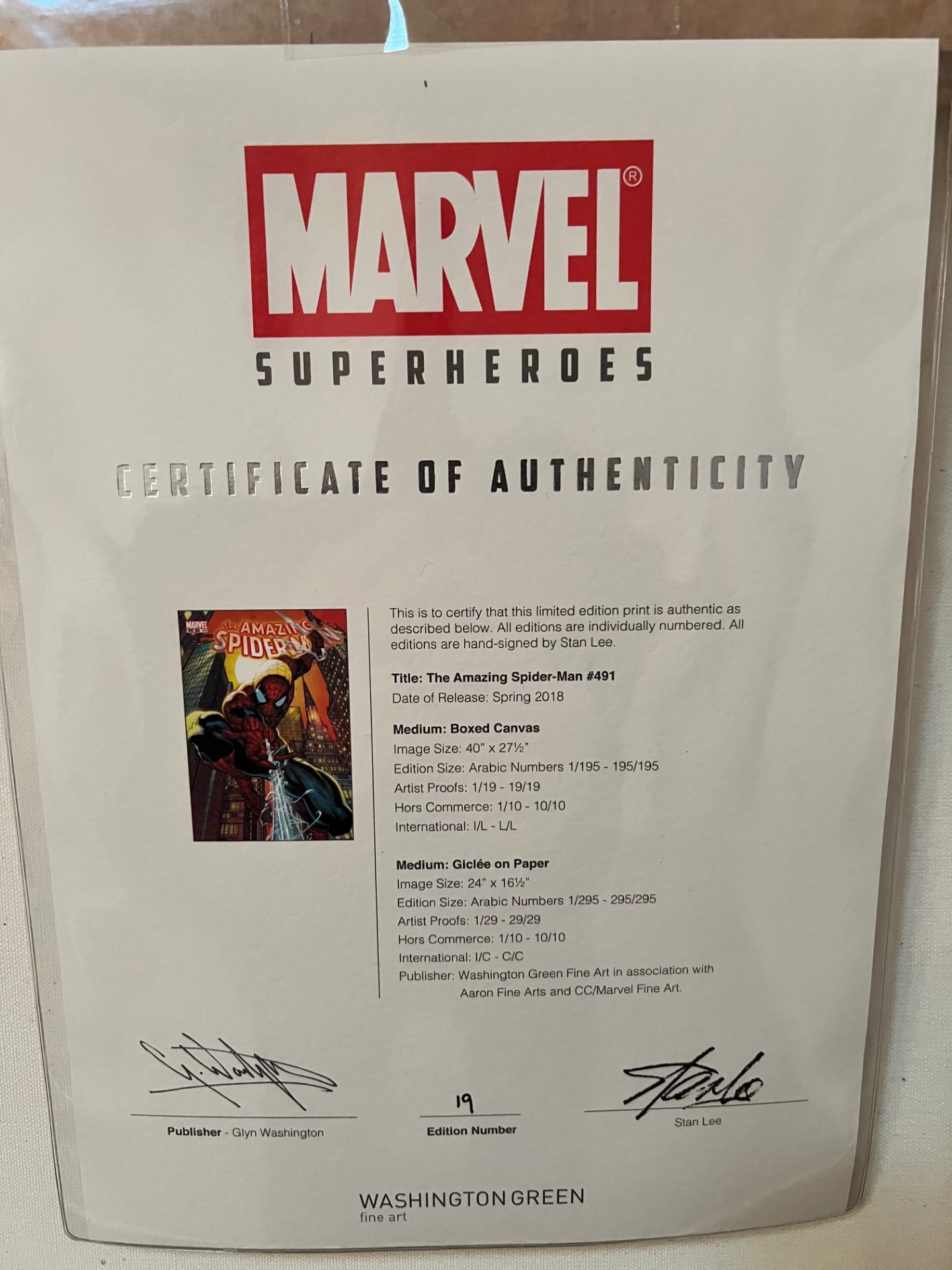 Stan Lee 'The Amazing Spiderman #491' Limited Edition - EzelDotz